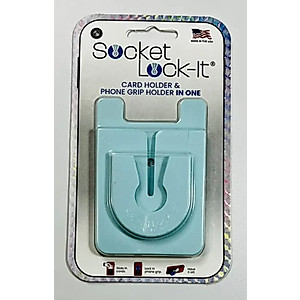 Socket locket card holder, phone grip holder in one (Aqua)