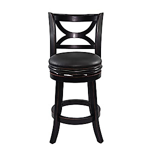 Boraam Florence 24" Counter Height Wood Swivel Stool, Black Sandthru