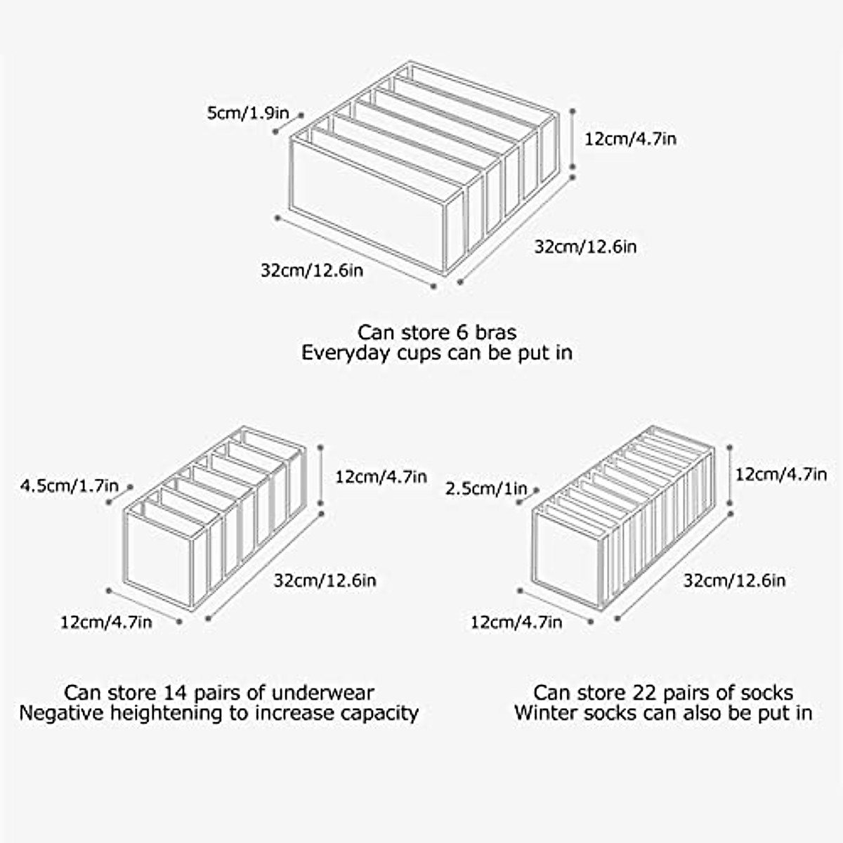 NDNCZDHC Underwear Storage Box, Breathable Foldable Multi Cells Drawer Organizer, Storage Bag for Bras Socks Underpants Panties Ties Organization(6 Lattice)