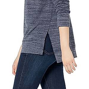 Daily Ritual Women's Oversized Terry Cotton and Modal High-Low Sweatshirt, Navy, Space Dye, Medium