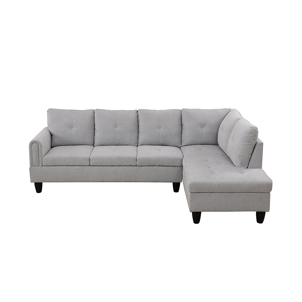 NicBex Sectional Couches for Living Room 2 Pieces Modern Sectional Sofa with Right Chaise Sectional Couch with Solid Frame Classic L Shape Sectional Sofa Set with Flannel Fabric, Grey