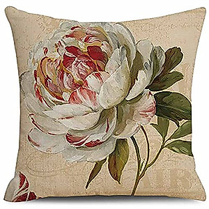 CARROLL 18" x 18" Retro Garden Farm Flower Pattern Spring Decoration Throw Pillow Cover Home and Outdoor Decoration Pillow Case Sofa Cushion Cover a Set of 4