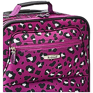 Rockland Fashion Softside Upright Luggage Set, Expandable,Telescopic Handle,Wheel, Purple Leopard, 2-Piece (14/19)