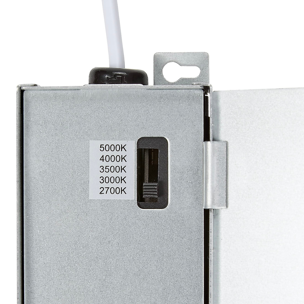 Maxxima 2 in. Ultra-Thin Square Recessed Anti-Glare LED Downlight, Canless IC Rated, 450 Lumens, 5 Color Temperature Selectable 2700K/3000K/3500K/4000K/5000K, Dimmable, Black Trim, 90 CRI, J-Box Incl