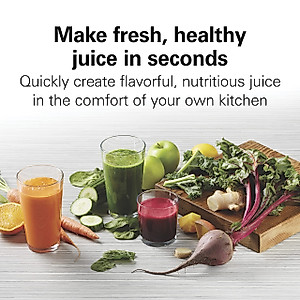 Hamilton Beach HealthSmart Juicer Machine, Compact Centrifugal Extractor, 2.4” Feed Chute for Fruits and Vegetables, Easy to Clean, BPA Free, 400W, Black (67500)