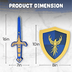 SENSORY4U Foam Sword and Shield Set Toy for Kids Imaginative Play - Pretend Toy Weapons for Role Play - Knight and Dragon Light Versus Dark
