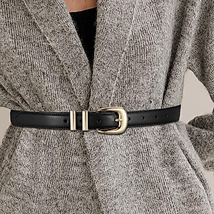 YooAi Womens Belt Fashion Leather Wais Belt for Jeans Pants Dresses with Gold Buckle Black 100 S