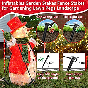 Vicenpal 7 Inch Plastic Yard Stakes Inflatables Heavy Duty for Tent Ground Garden Replacement Outdoor Fence Lawn Pegs Landscape Staples Christmas Decorations (Black, 24 Pcs)