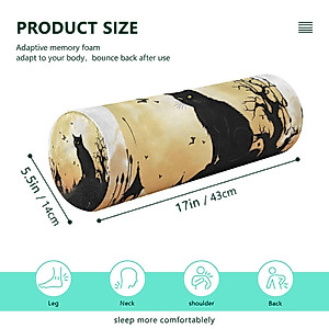 xigua Cute Black Cat Neck Roll Pillow for Neck Relief with Removable Washable Cover - Memory Foam Round Cylinder Bolster, Ergonomically Designed for Head, Neck, Back, and Legs