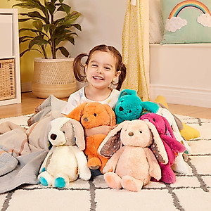 B. toys- B. softies- 12" Plush Bunny- Super Soft Stuffed Animal- Washable Rabbit Toy – for Babies, Toddlers, Kids-Happy Hues- Coral Cutie Orange Bunny- 0 Months +