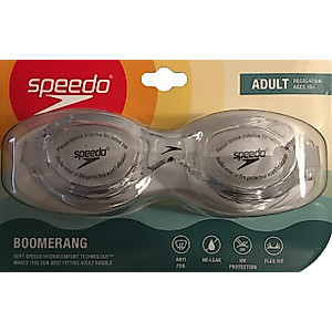 Speedo Adult Boomerang Goggles - Clear with Clear Lenses