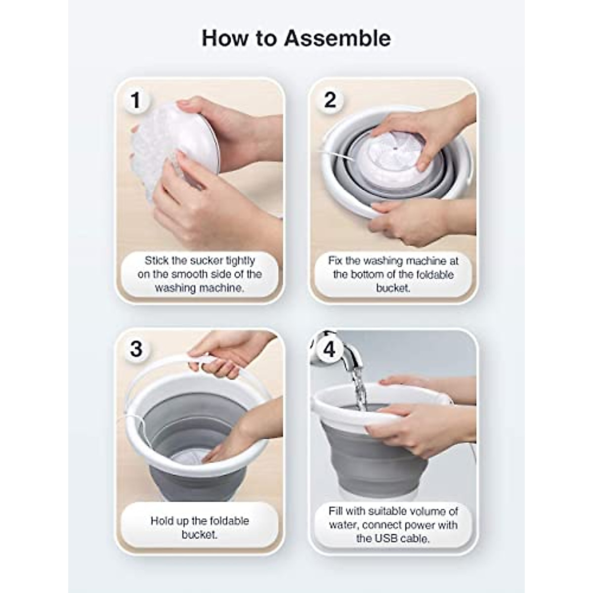 Portable Washing Machine, Mini Washing Machine Ultrasonic Turbine Wash, Mini Portable Washer for Underwear, Sock, Baby Clothes, Travel, Camping, Dorm, RV, Home Foldable Small Portable Laundry Machine