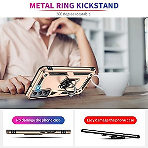 niter Case for Samsung Galaxy S21 Plus 5G Heavy Duty with Built in Screen Protector Hard Armor Military Anti-Fall Bumper Cover Cases Magnetic Ring Kickstand (Sliver)