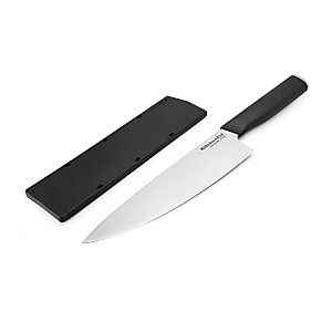 KitchenAid Classic Chef Knife with Custom-Fit Blade Cover, 8-inch, Sharp Kitchen Knife, High-Carbon Japanese Stainless Steel Blade Blade, Black