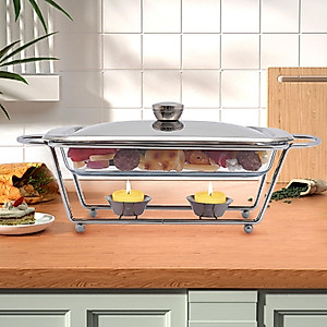 Chafing Dish,Buffet Set Warming Tray,Buffet Server,Scheuerschale,Buffet Set Warming Tablett,Buffetserver,Food Warmer for Parties Buffets,Catering Food Warmers,Rectangular Chafing Dish Buffet,Silver