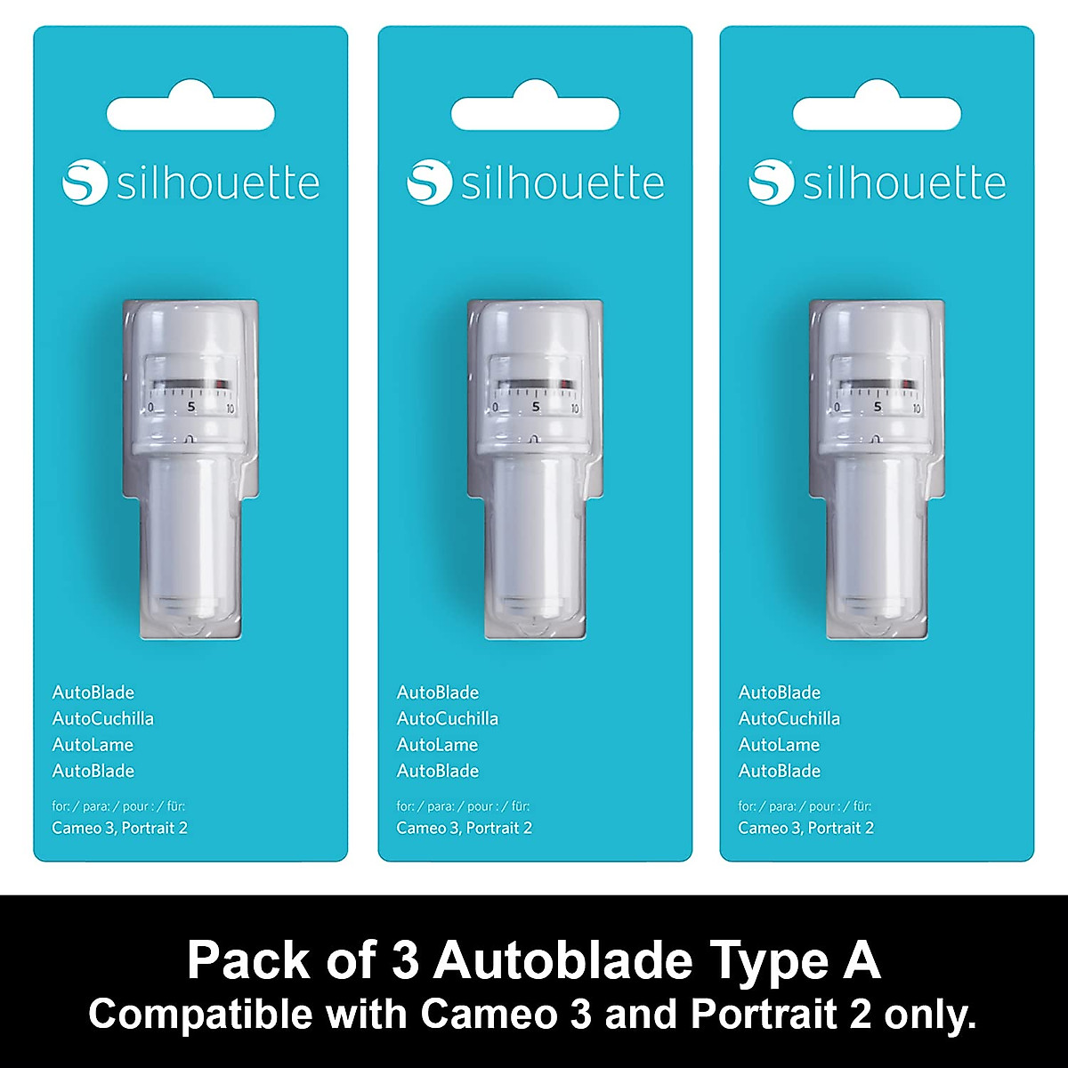 Silhouette Autoblade 3 Pack Replacement Blades for Cameo 3 and Portrait 2-50 Free Designs