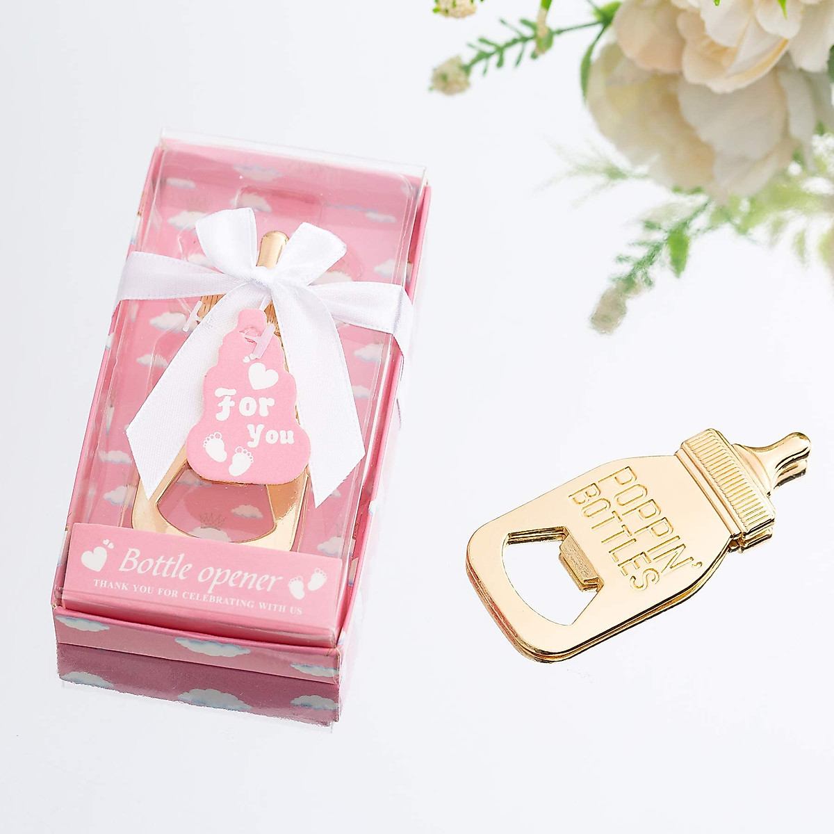 24 Packs Poppin Bottle Openers for Baby Shower Favors,Gifts,Decorations and Souvenirs (pink, 24)