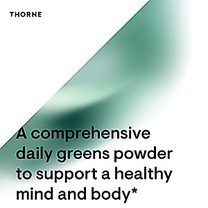 Thorne Daily Greens Plus - Comprehensive Greens Powder with Matcha, Spirulina, Moringa and Adaptogen, Mushroom and Antioxidant Blends - Refreshing, Mint Flavor 6.7 Oz - 30 Servings