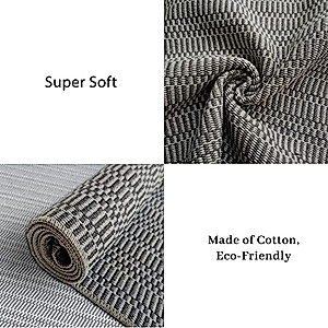 IOHOUZE Boho Kitchen Runner Rug -2'x6' Cotton Woven Indoor Outdoor Carpet Rugs Mats,Dark Grey Runners for Hallways, Machine Washable Runner Rug for Kitchen Bedroom Living Room Laundry Entryway