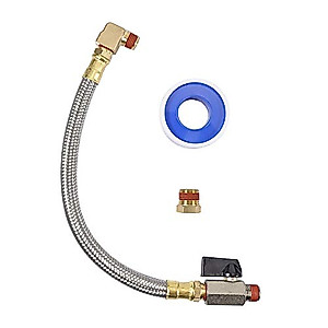 Kbrotech Extended Tank Drain Valve Assembly Kit Flexible Braided Steel Tube 10 inch 1/4 Inch NPT Pipe Fitting for Air Compressor