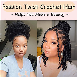 LOSMOEER 8 Packs Passion Twist Crochet Hair 8 Inch Natural Black Pre-twisted Crochet Passion Twist Hair Pre-looped Crochet Braids Hair for Women Passion Twists Braiding Hair Synthetic Hair Extensions