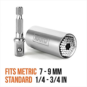 RAK Universal Socket Tool - Super Socket Unscrew Any Bolt - Gifts for Men - Adjustable Grip Socket Adapter Set for Car Mechanic, Electrician, Handyman, HVAC Tools - Birthday Gifts for Dad