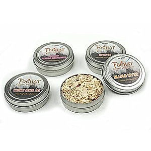 Foghat Fuel Sampler Four Pack | Whiskey Barrel Oak, Old Hickory, Sweet Texas Mesquite, Maple Myst Wood Shavings, 4 x 1oz | Cocktail and Culinary Wood Chips for Smoking