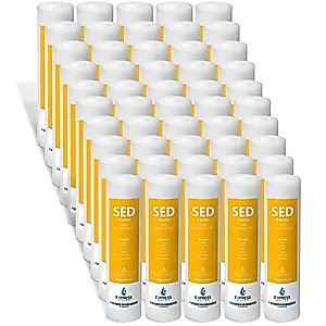 Express Water – 50 Pack Sediment Water Filter Replacement – 5 Micron, High Capacity – 10 inch – Under Sink and Reverse Osmosis System Filters (Model: FLTSED0550)