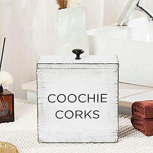 GoFika Tampon Holder for Bathroom| Feminine Product Organizer| White Dispenser Container with Lid| Girls Stuff Storage Box Rustic Real Wood