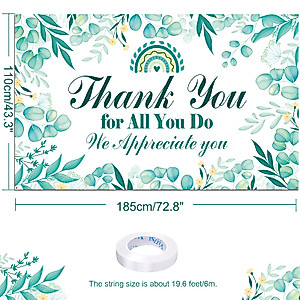 HOWAF We Appreciate You Party Decorations Backdrop Banner, Thank You for All You Do Banner for Thanks to Staff Teachers Doctor Nurses Staff, Team Appreciation Week Green Banner Party,72.8" x 43.3"