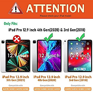 SCSVPN iPad Pro 12.9 Case 4th/3rd Generation, Full Heavy Duty Shockproof Protective Cover for iPad Pro 12.9 inch 2020/2018 with Pencil Holder - 360 Rotating Stand - Handle/Shoulder Strap, Navy Green