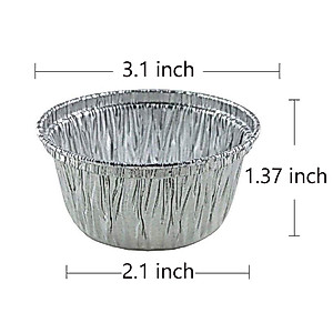 4 oz Disposable Baking Cups Tin Foil Pans Cups 120 mL Aluminum Foil Cupcake Bowl Pans 100Pcs for Baking, Roasting