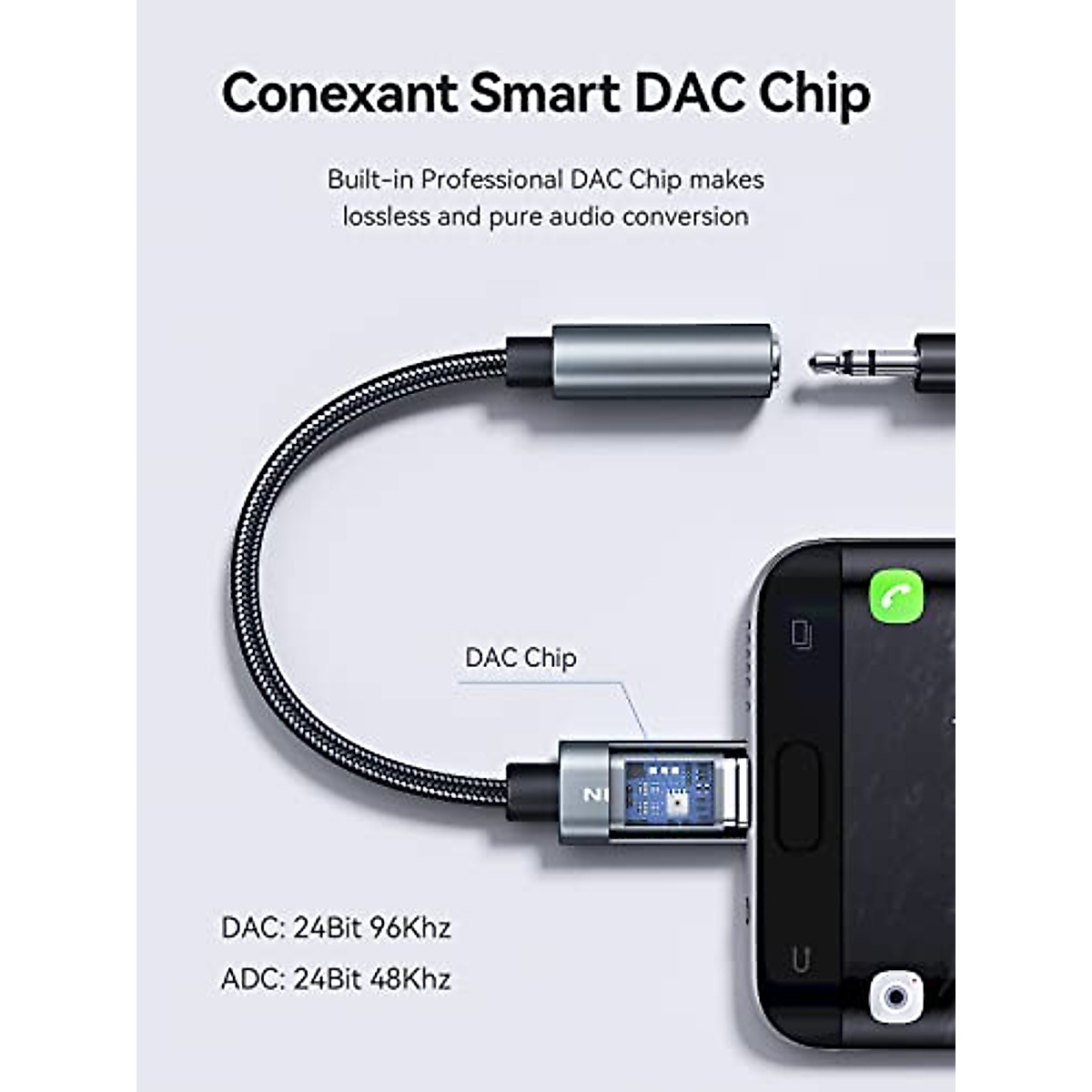 SOOMFON USB C to 3.5mm Audio Headphone Adapter USB Type C to Aux Female Headphone Jack Adapter Hi-Res DAC Dongle Cable for Samsung Galaxy S21 S20 Ultra, Pixel 4 3 2 XL, iPad Pro and More