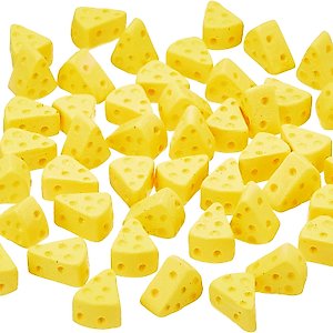 Gejoy 50 Pieces Miniatures Food Cheese Toy Christmas Decoration Mini Fake Cheese for Dollhouse Accessories Models Mini Resin Simulation Cheese for Kitchen Decoration DIY Accessory