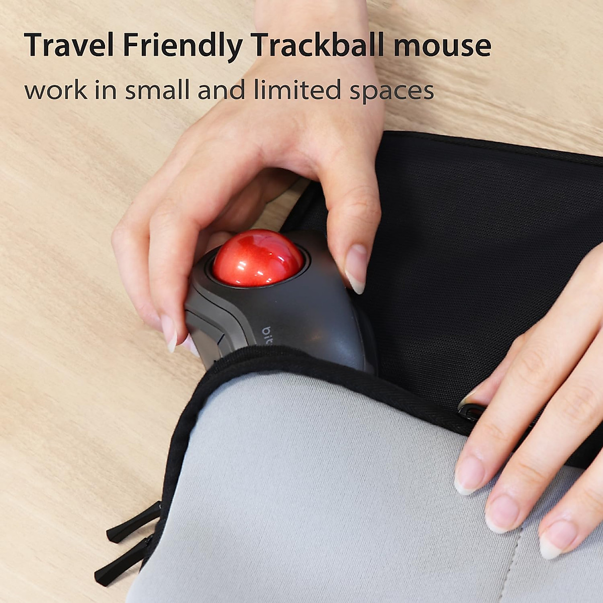 ELECOM Bitra Small Travel Trackball Mouse with Case, Bluetooth Wireless, Index Finger Control, Silent Mouse, Ergonomic Design, 5 Programmable Buttons