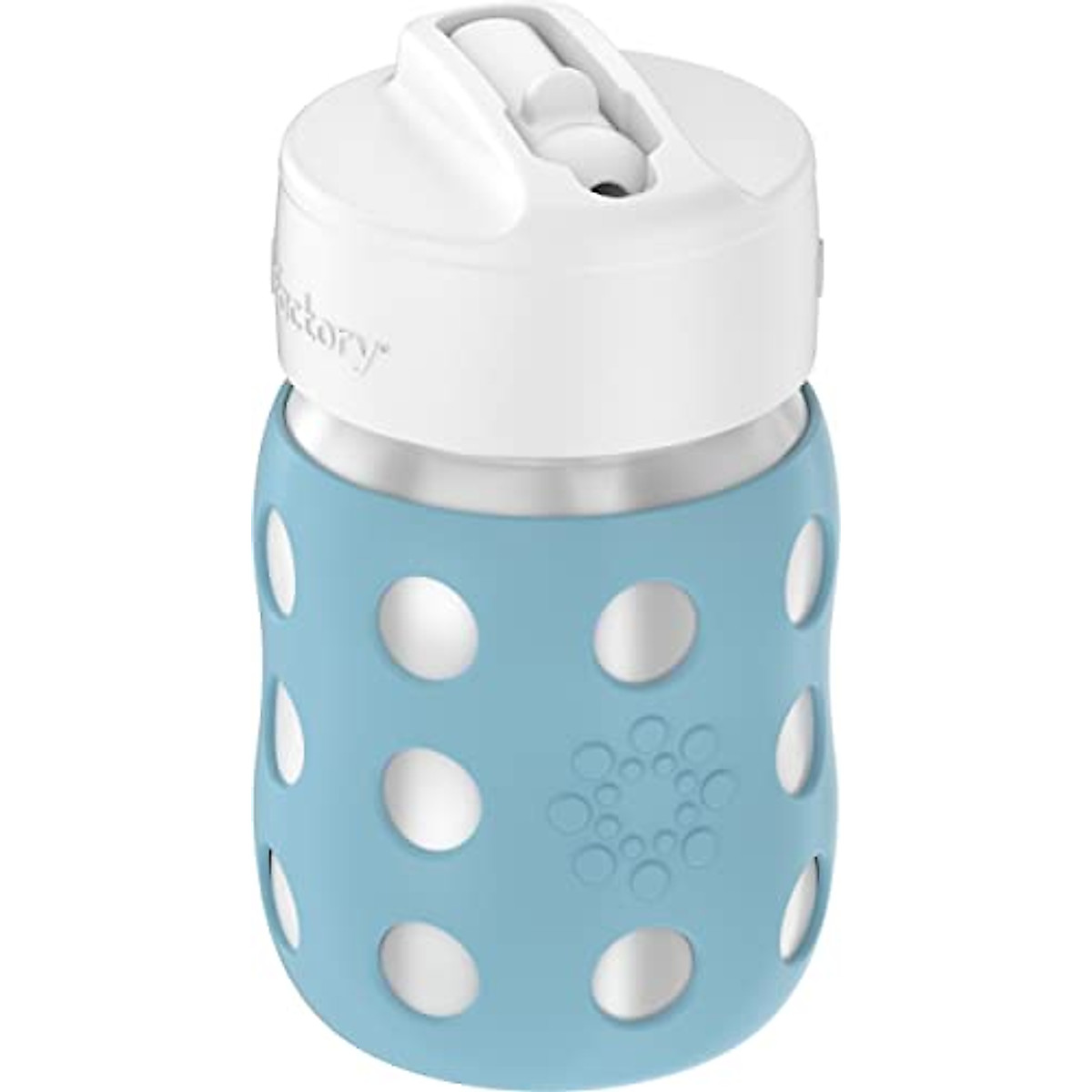 Lifefactory 8-Ounce Stainless-Steel Vacuum-Insulated Wide-Neck Baby Bottle with Straw Cap, Denim (LS2241WDE4)