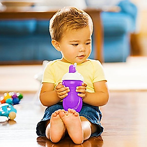 Munchkin® Click Lock™ Flip Straw Toddler Cup, 9 Ounce, 2 Pack, Pink/Purple