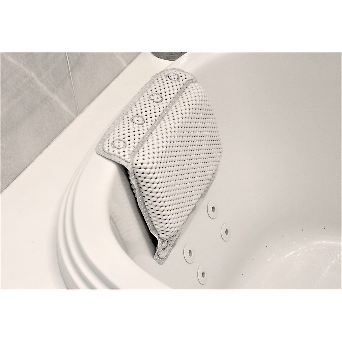 Luxurious Memory Foam Spa Bath Pillow for Tub Neck and Back Support - 8 Suction Cups, Non-Slip Design, Soft Cushion for Relaxing Soaks, by Dependable Industries