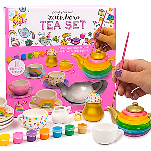 Just My Style Paint Your Own Rainbow Tea Set by Horizon Group USA Multi