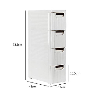 KOIECETA 4-Tire Rolling Cart Organizer Unit with Wheels Narrow Slim Container Storage Cabinet for Bathroom Bedroom