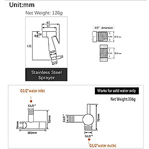 MINJING Bidet Sprayer for Toilet, Brass Handheld Bidet Toilet Spray, Bathroom Baby Cloth Diaper Sprayer, Portable Toilet Spray for Washing, Brushed Gold