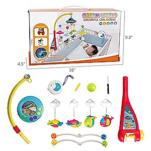 BOBXIN Baby Mobile for Crib, Crib Mobile with Projector and 108 Melodies Music, Crib Toys with Remote Control and Hanging Rattles Rotating,Gift for Newborn and Baby Boy Girl Sleep