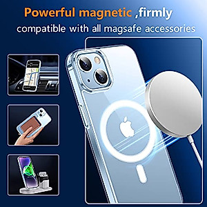 SPIDERCASE Clear Designed for iPhone 14 Case/iPhone 13 Case, Magnetic [2 Pcs Tempered Glass Screen Protector] [Military Grade Drop Protection] Slim Thin Cover