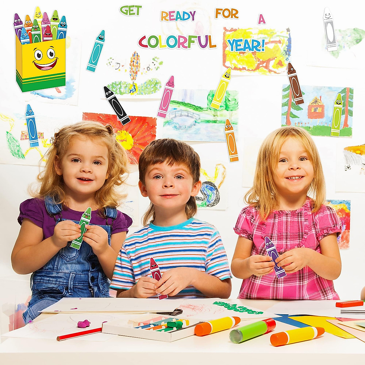 Colorful Crayon Bulletin Board Cutouts for Classroom