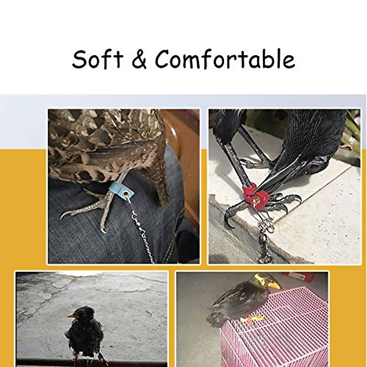 Bonaweite 4Pack Birds Foot Rings, Parrot Leg Bands Opening Feet Ring, Suede Cloth Bird Foot Protector Identification for Pigeons African Grey Cockatoo Macaw Ringneck Parakeet Cockatiel