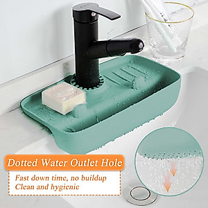 SooGree Faucet Hanging Sink Rack,Soap Sponge Holder Drain Shelving for Bathroom, Silicone Kitchen Storage Rack,Multifunctional Drainage Hole Durable Slope Design Storage Toiletry (Green)