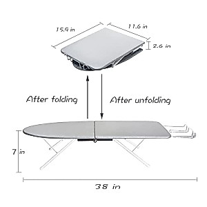 Tabletop Ironing BoardMade Portable Iron Board with Extra Layers Padding, Scorch Resistant Cotton Top, and Foldable Steel Legs with Safety Lock to Easily Store Away