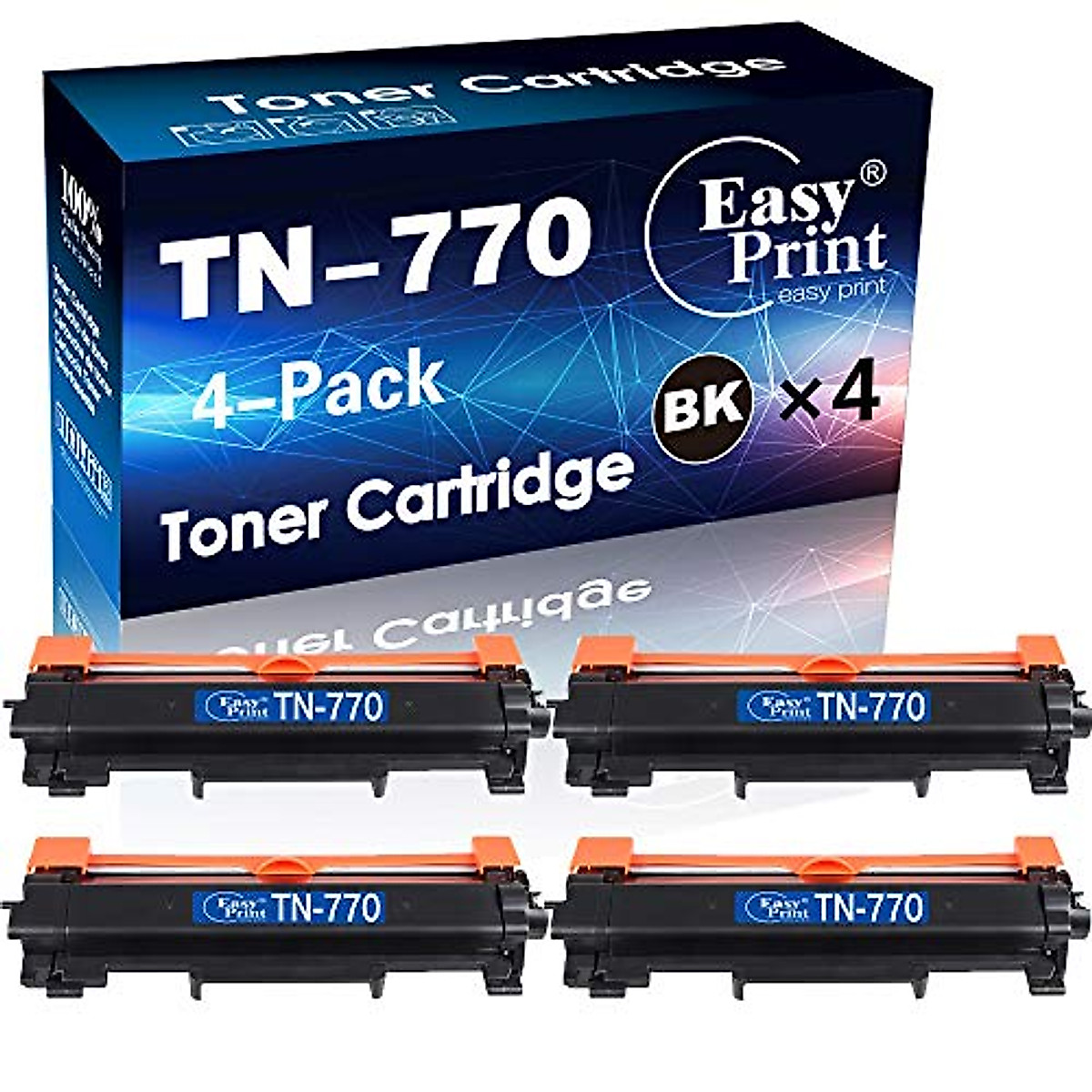 (4-Pack, Super High Yield) Compatible TN770 Toner Cartridge TN-770 Used for MFC-L2750DW L2750DWXL HL-L2370DW L2370DWXL Printer, Sold by EasyPrint