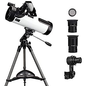 Telescope 114AZ Newtonian Reflector Telescope for Astronomy Adults, Great Astronomy Gift for Kids Adults, Comes with Cellphone Adapter & 1.25 Inch 13% T Moon Filter