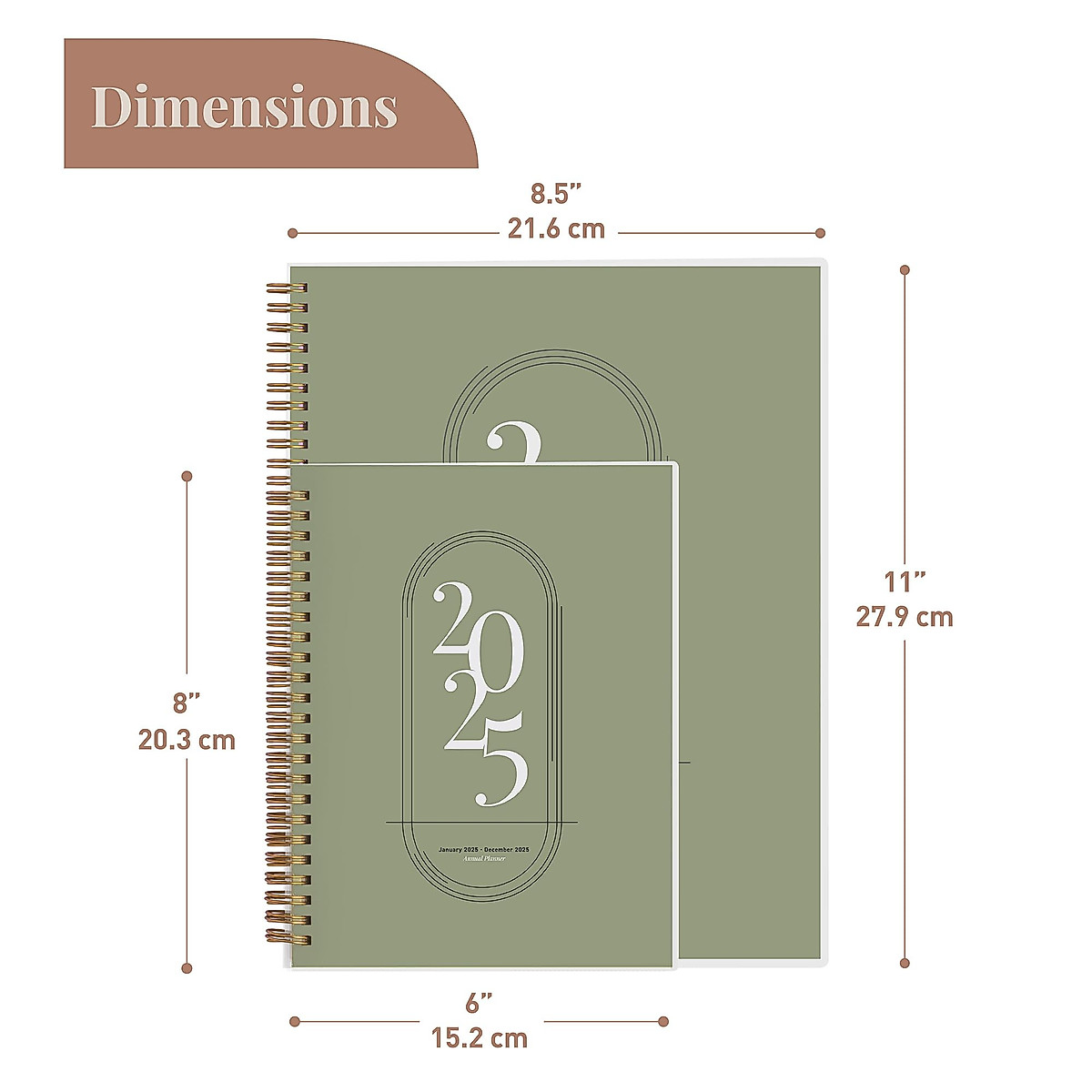 Rileys 2023 Weekly Planner - Annual Weekly & Monthly Agenda Planner, Jan - Dec 2023, Flexible Cover, Notes Pages, Twin-Wire Binding (8 x 6-Inches, Green)